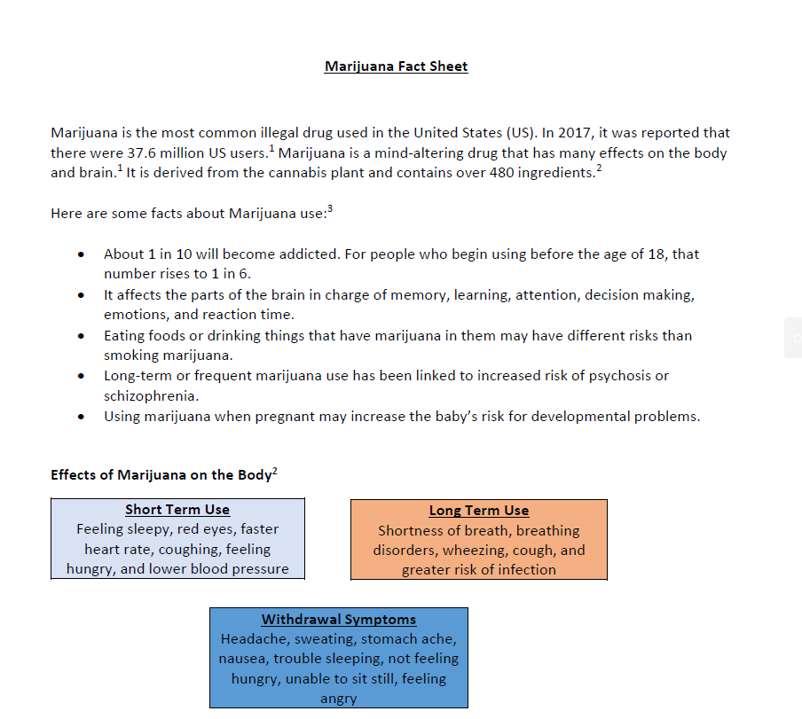 Marijuana Fact Sheet - PsychU